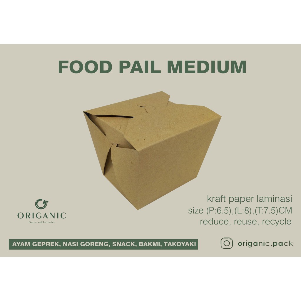 Jual FOOD PAIL SIZE "M" PAPER LUNCH RICE BOX KOTAK MAKAN NASI MIE BIHUN ...