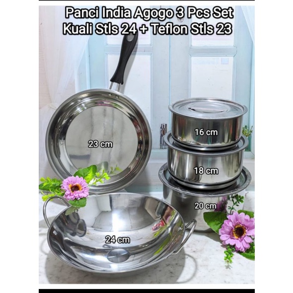Jual PANCI INDIA AGOGO SET KUALI 24 + TEFLON STLS 23 CM | Shopee Indonesia