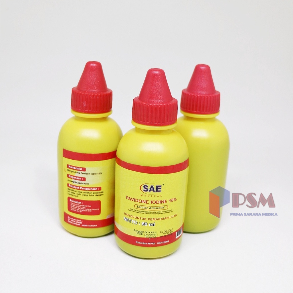 Jual SAE Medical Pavidone Iodine 10% 60ml Betadine Obat Merah P3k ...