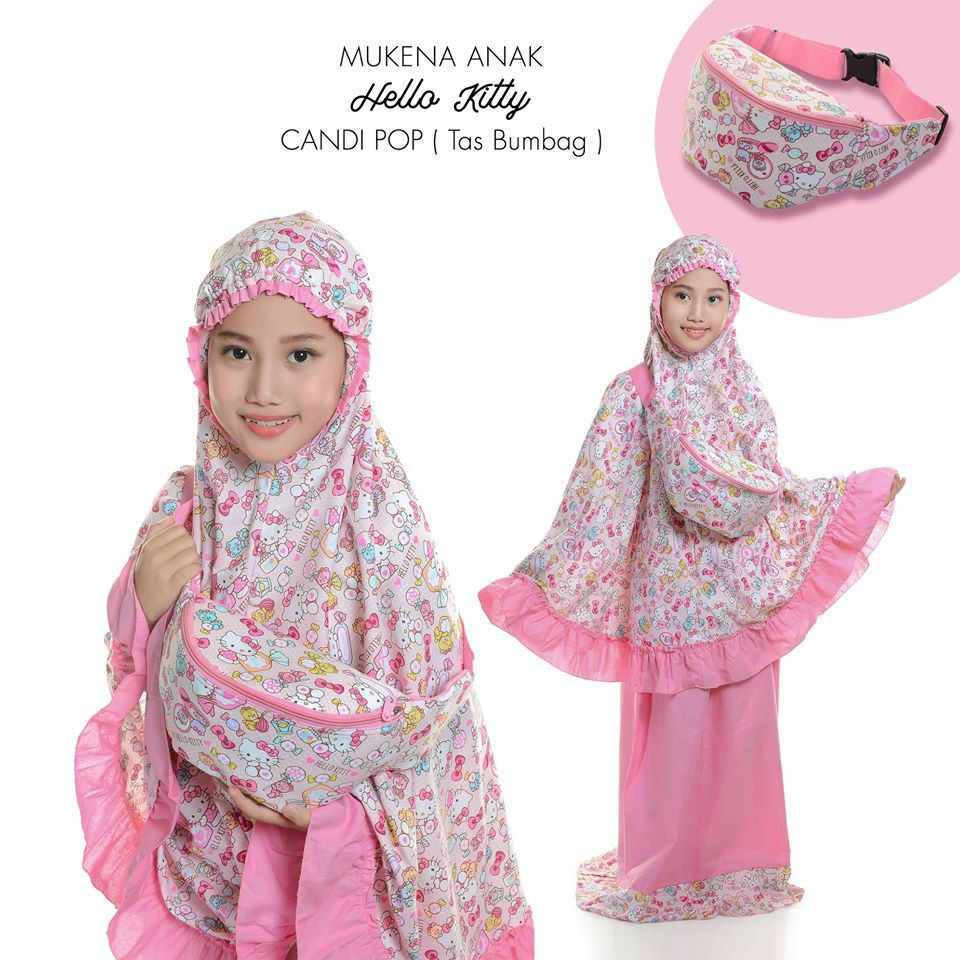 Jual MUKENA ANAK HELLO KITTY CANDY + TAS BUMBAG | Shopee Indonesia