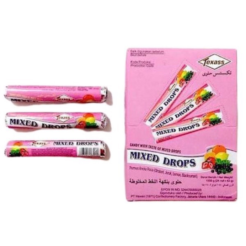 Jual Permen TEXAS ROLL Mixed Drops ( 1 box isi 24 roll x @42 g ...