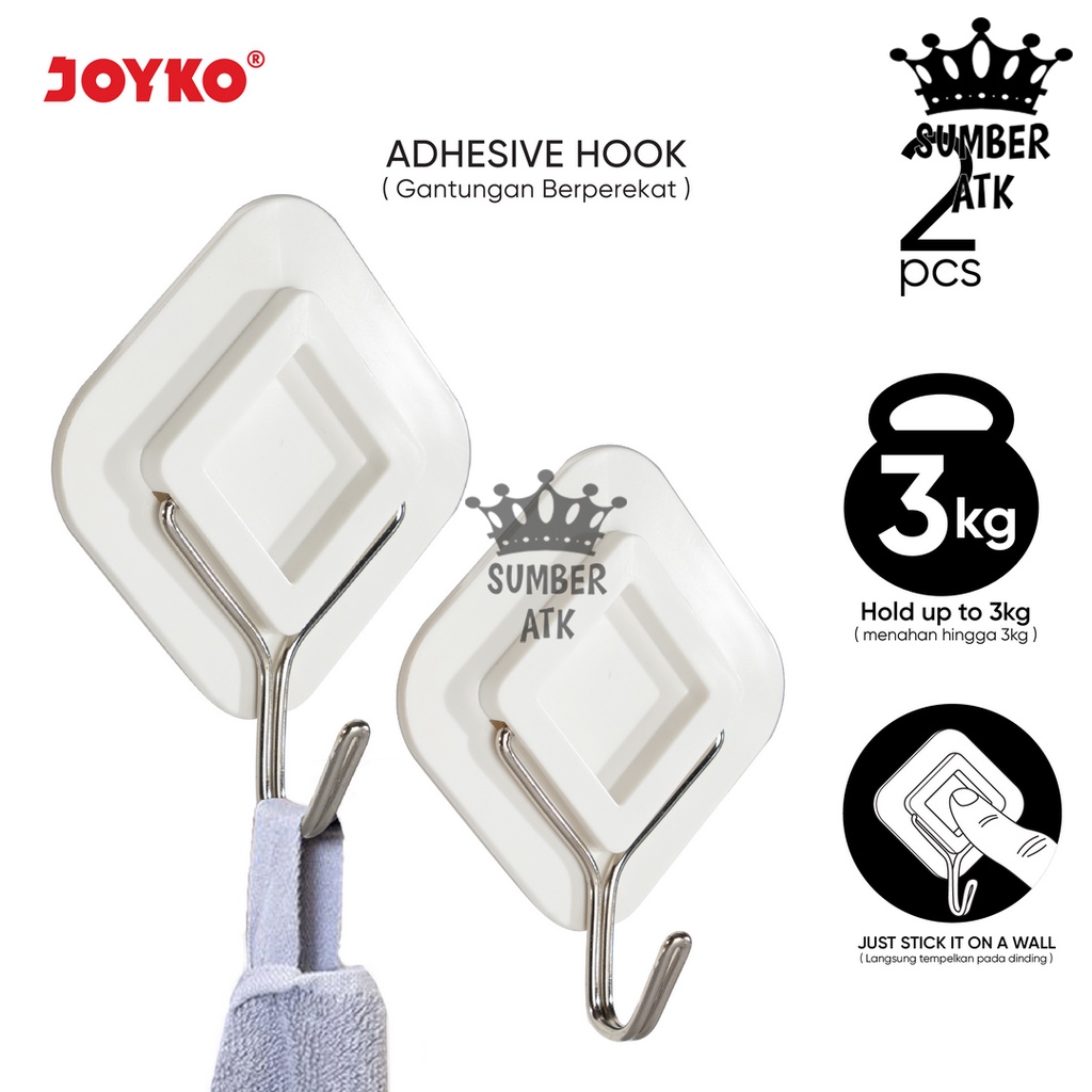 Jual Gantungan Adhesive Hook Tempel Dinding Kait Perekat Joyko ADHK ...