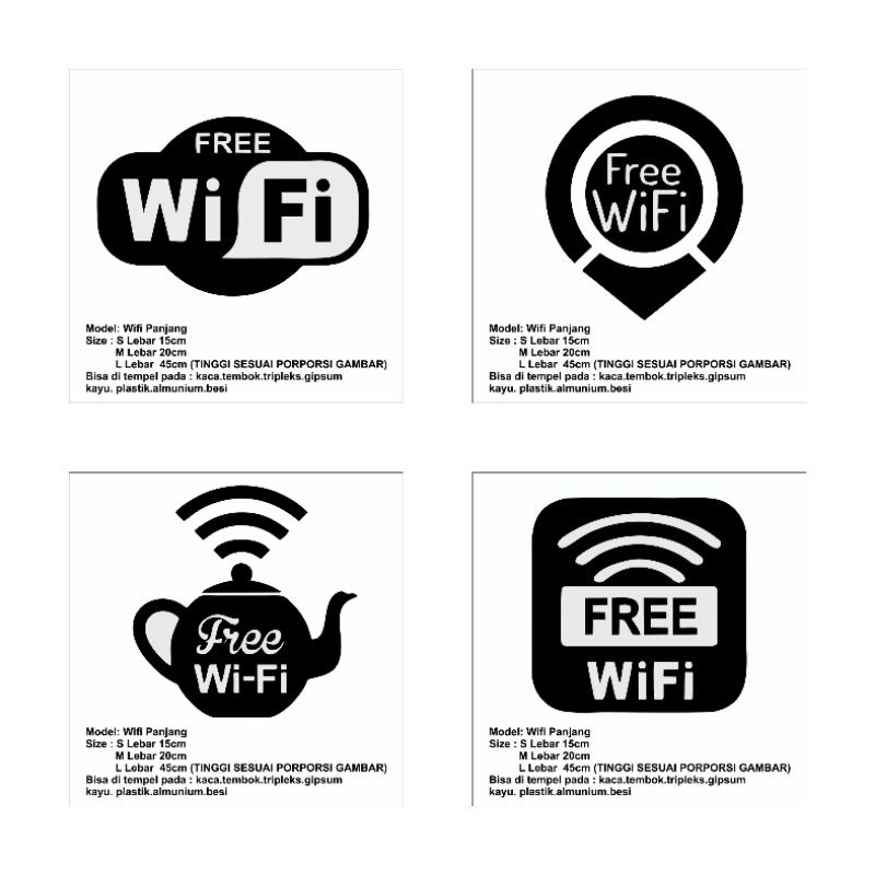 Jual Stiker Free Wifi Dinding Kaca Cafe Kafe Resto Kantor Rumah Makan ...
