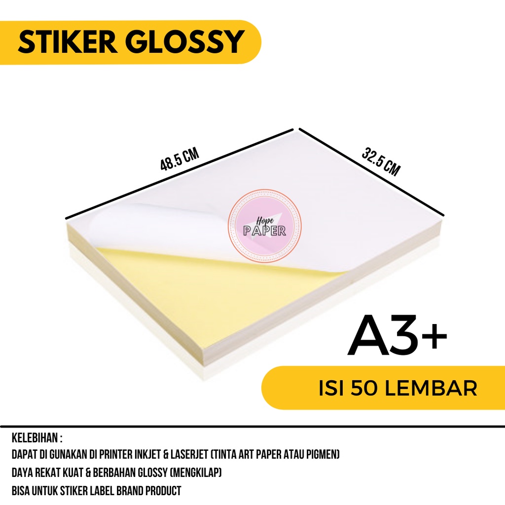 Jual Kertas Stiker Chromo A3 Plus isi 50 lembar / Kertas Sticker Chromo A3 Plus | Shopee Indonesia