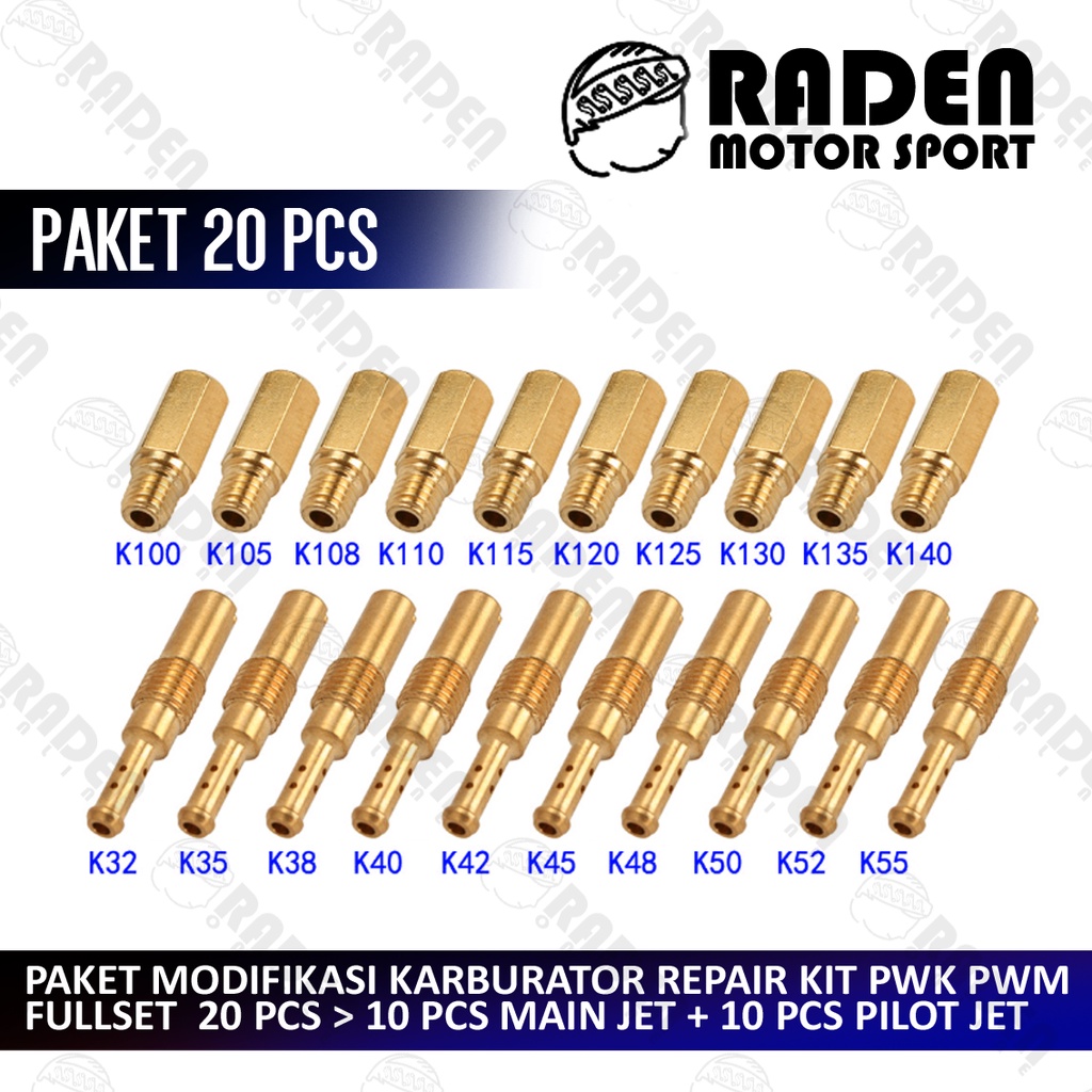 Jual (BISA COD) 20 PCS PAKET JET PWK PE FULLSET MAIN JET PILOT MAINJET SPUYER REPAIR KIT REPAR ...
