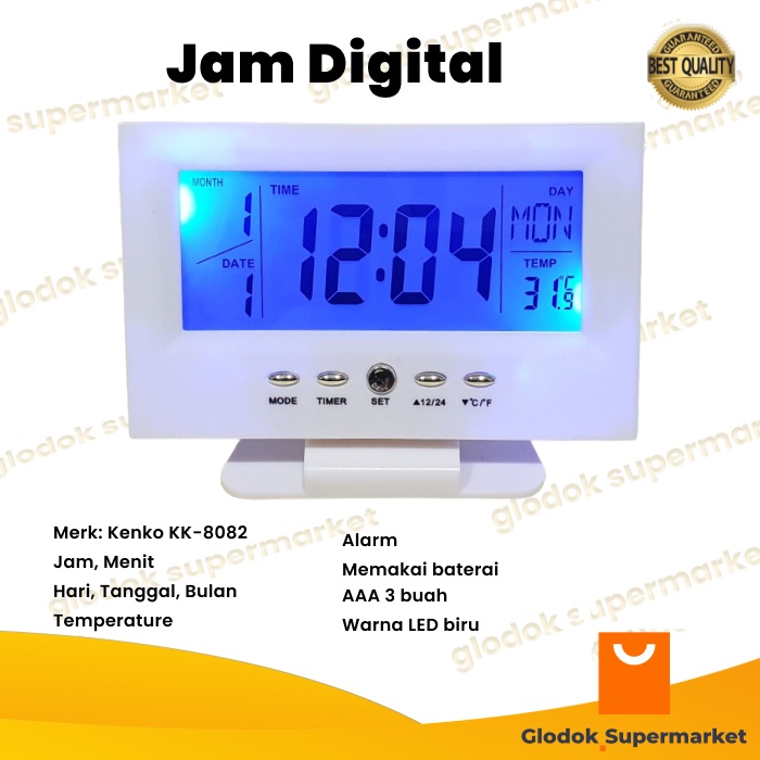 Jual Jam Digital LED Kenko Kalender Temperature Alarm Meja TV Clock KK ...