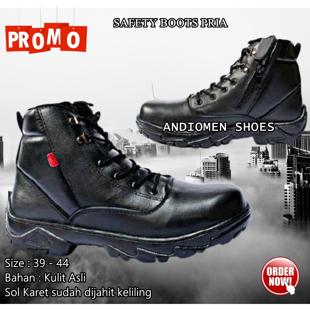 Jual Sepatu Kerja Pria Proyek Safety Boots PDL PDH PRIA SATPAM SATOL PP ...