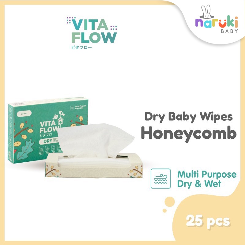 Jual Vitaflow Baby Wipes Dry & Wet Tissue Honeycomb 25 sheets Vita Flow ...