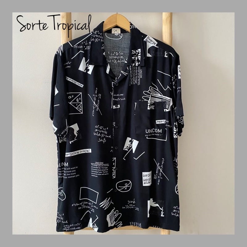 Jual Kemeja Pantai Pria Motif Full Printing Katun Rayon Abstrak Vintage ...