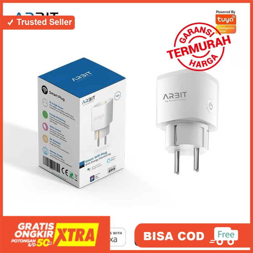 Jual ARBIT Wifi Smart Plug Socket 16A with Power Meter Works Alexa ...