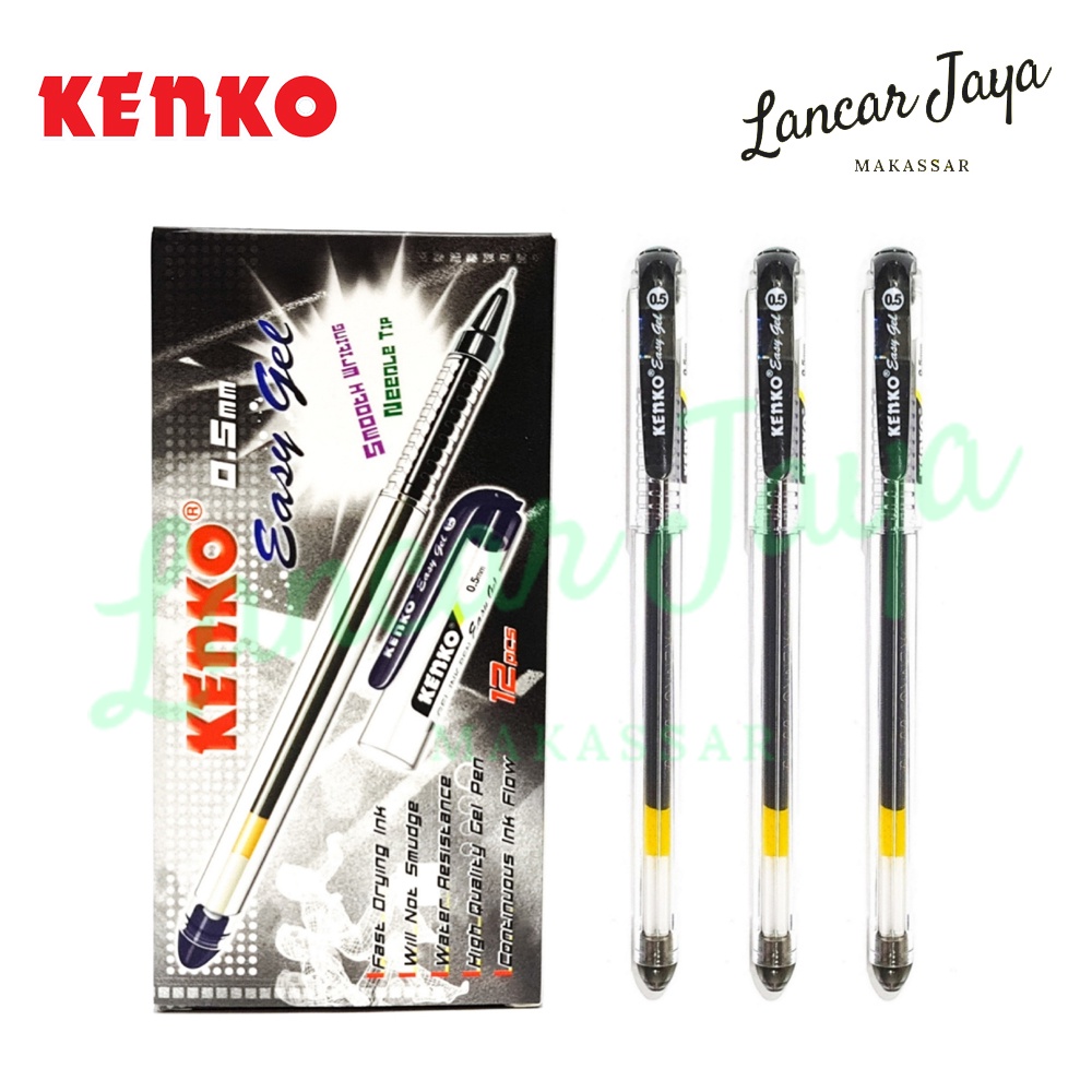 Jual [1 BOX / 12 PCS] Pulpen Pen KENKO Gel Pen Easy Gel 0.5mm | Shopee Indonesia