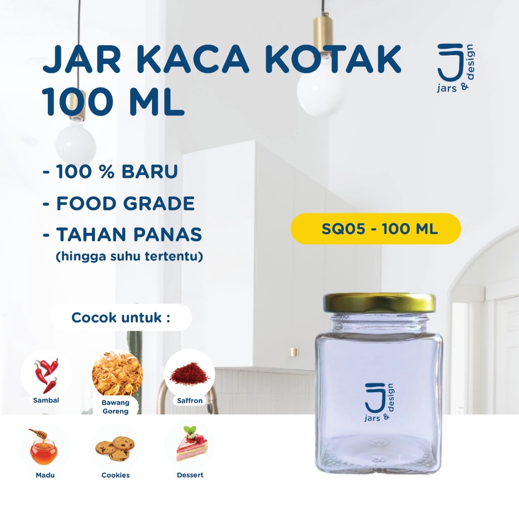 Jual SQ05 - Jar Kaca Kotak 100ml / Toples Kaca Kotak 100ml | Shopee ...