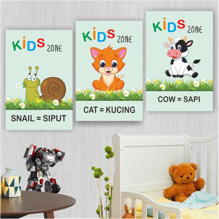 Jual Poster edukasi anak poster hewan siput kucing sapi kidz zone ...