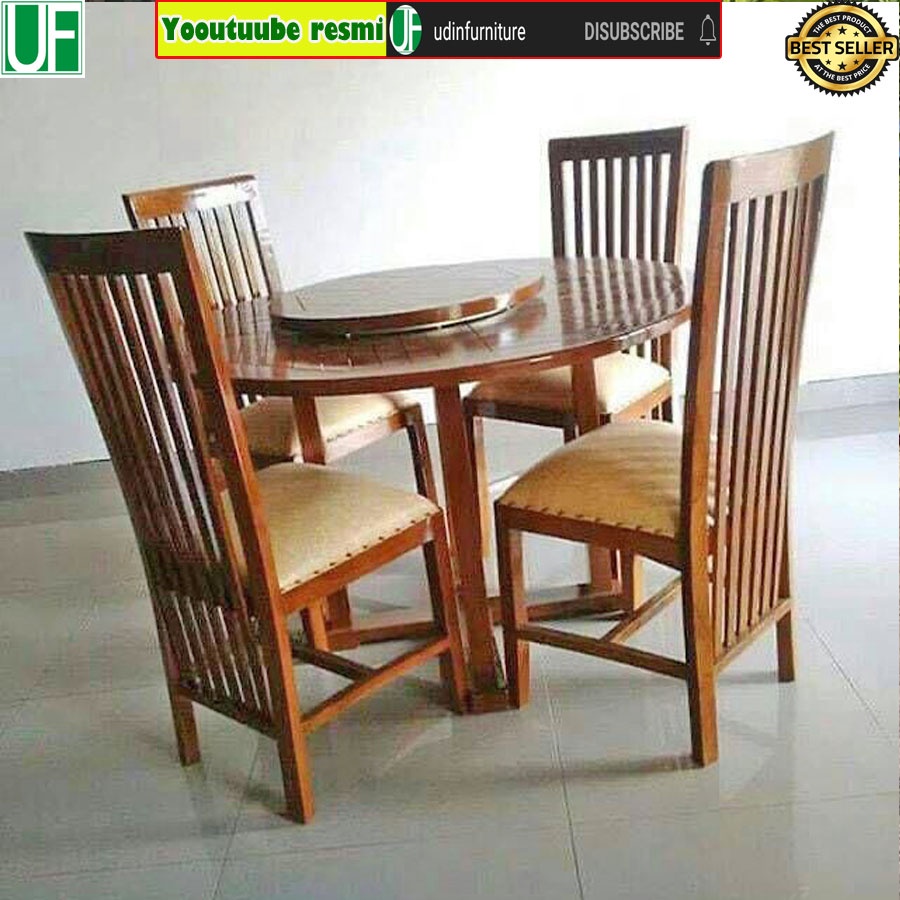 Jual meja makan bulat putar 4 kursi | Shopee Indonesia