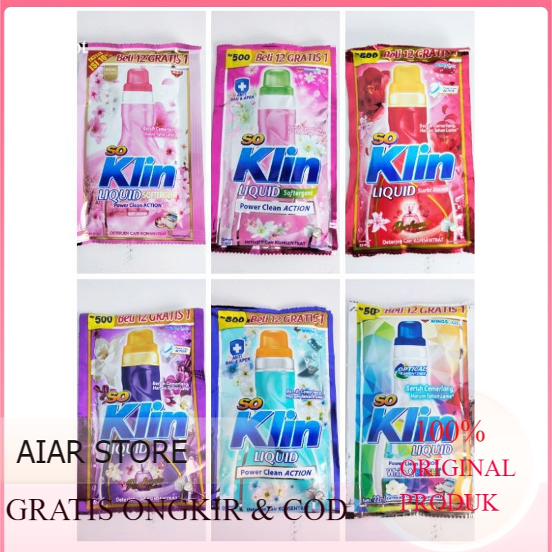 Jual Deterjen Cair Soklin Liquid RENTENGAN 22ml 12 pcs | Shopee Indonesia