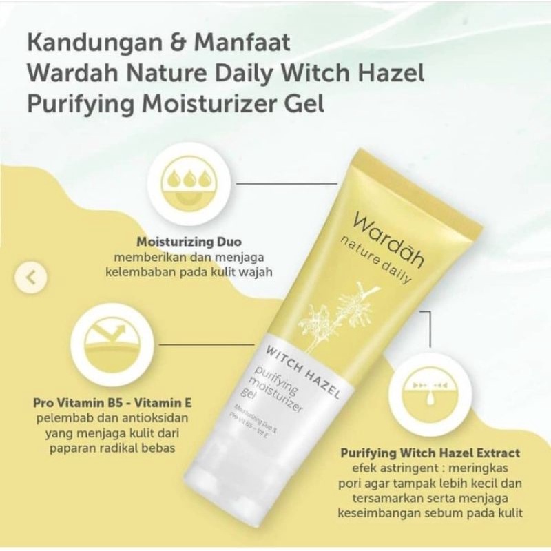 Jual Wardah Nature Daily Witch Hazel Purifying Moisturizer Gel 40 ml ...