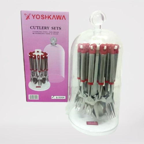 Jual Sendok Garpu set + tempat Yoshikawa Stainless steel cutlery set makan | Shopee Indonesia