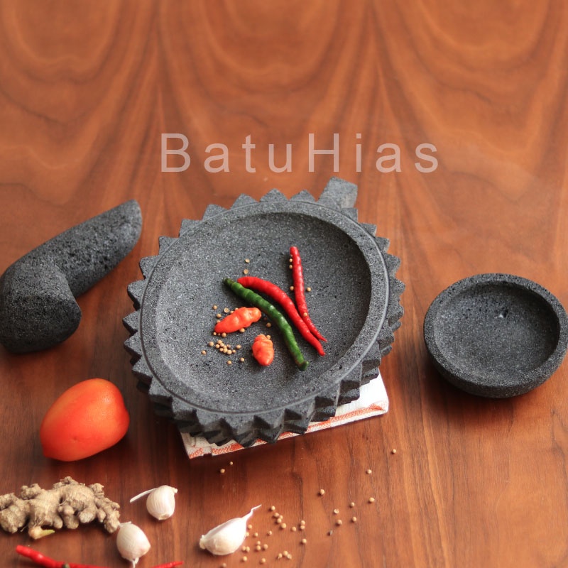 Jual ( 20 cm ) Cobek Ulekan Batu Asli Ulegan Coet Motif Durian FREE ...