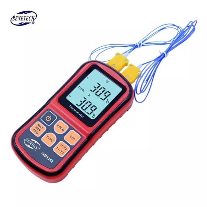 Jual BENETECH GM1312 Thermometer Digital thermocouple Dual-channel | Shopee Indonesia