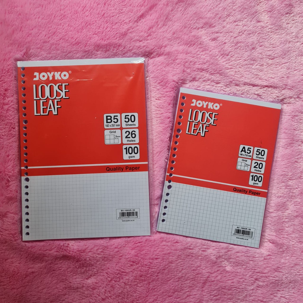 Jual KERTAS LOOSE LEAF JOYKO GRID 100gsm 50 LEMBAR, A5 & B5 | Shopee Indonesia