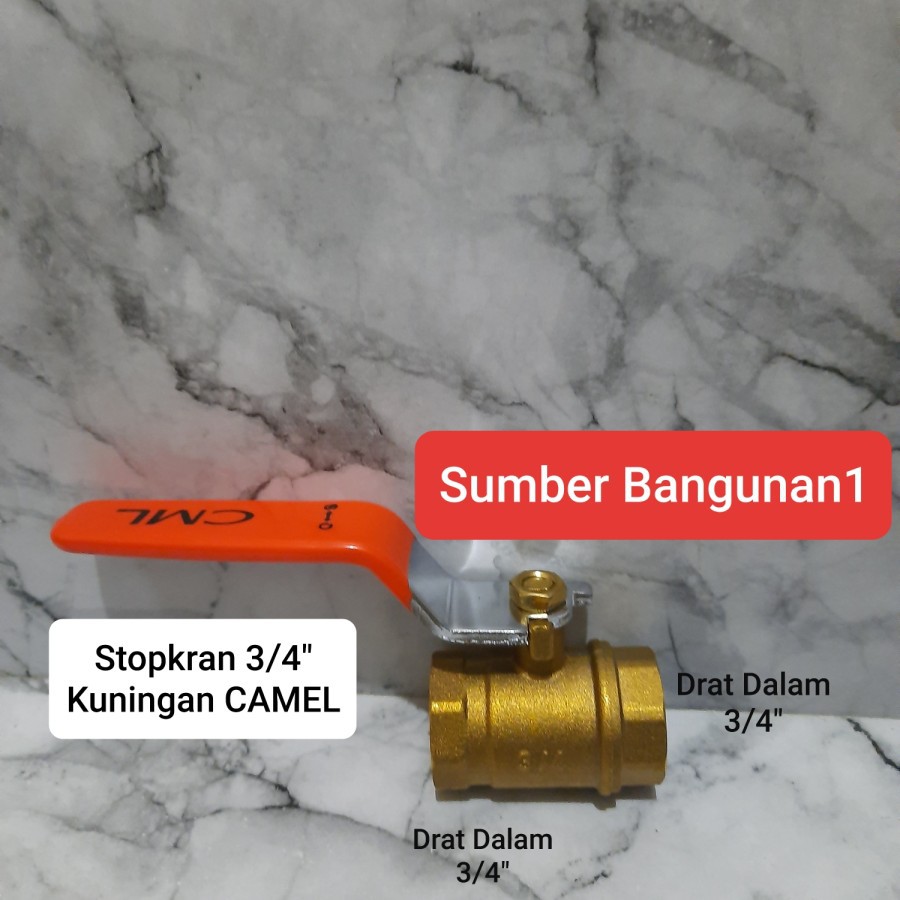 Jual Stopkran Kuningan 3/4" CAMEL stop kran drat dalam besi | Shopee ...