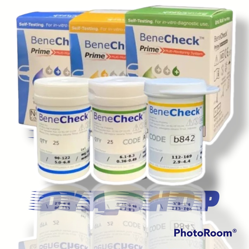 Jual Strip Benecheck Prime / Gula Glucose / Uric Acid UA / Chol ...