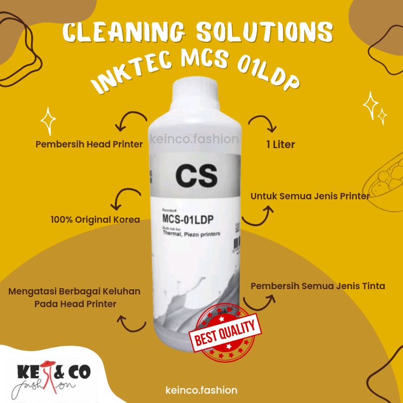 Jual CLEANING SOLUTIONS MCS-01LDP 100% ORIGINAL INKTEC HEAD CLEANER KEMASAN 1 LITER CS MCS ...