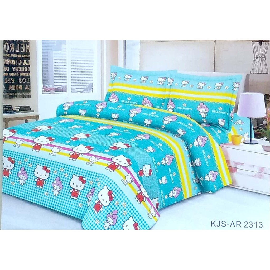 Jual Kain Sprei Motif HELLO KITTY " 2313" Ada 3 Warna Bahan Polykapas ...