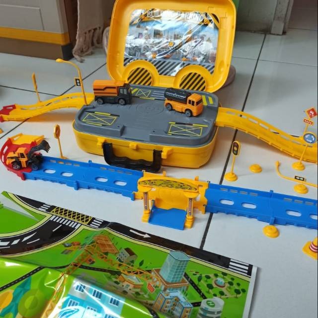 Jual JTM - MAINAN MOBIL KONSTRUKSI KOPER BUILDING PARKING SUITCASE DIY ...