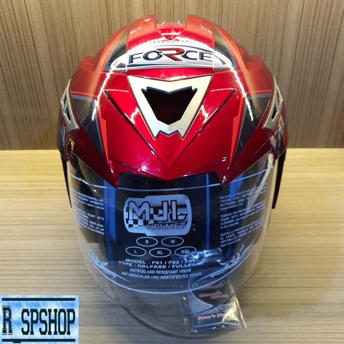 Jual Helm Half Face Dewasa DoubleVisor Anti Pecah SNI Carbon Tech Red ...