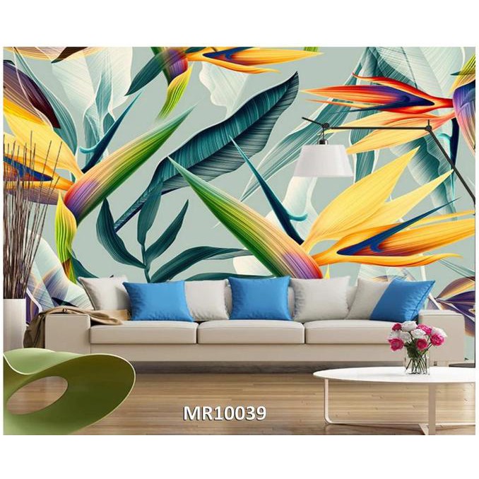 Jual Photowall Mural Dinding 3D Wallpaper Mural Tropocal Hijau Kuning ...