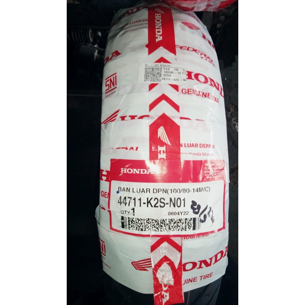 Jual Ban Federal/AHM 100/80-14 K2S-N01 Tubeless, Ban Motor Matic 100 80 ...