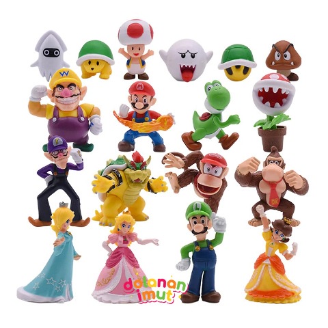 Jual Mario Bros tipe B Mainan Set isi 18 Pajangan Figure Hiasan ...