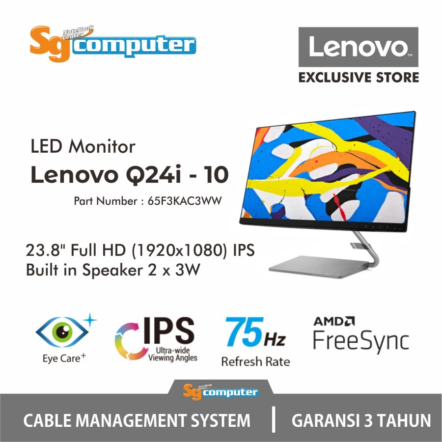 Jual Monitor LED Lenovo Q24i Q24i-10 24 23.8 inch FHD IPS 75Hz AMD ...