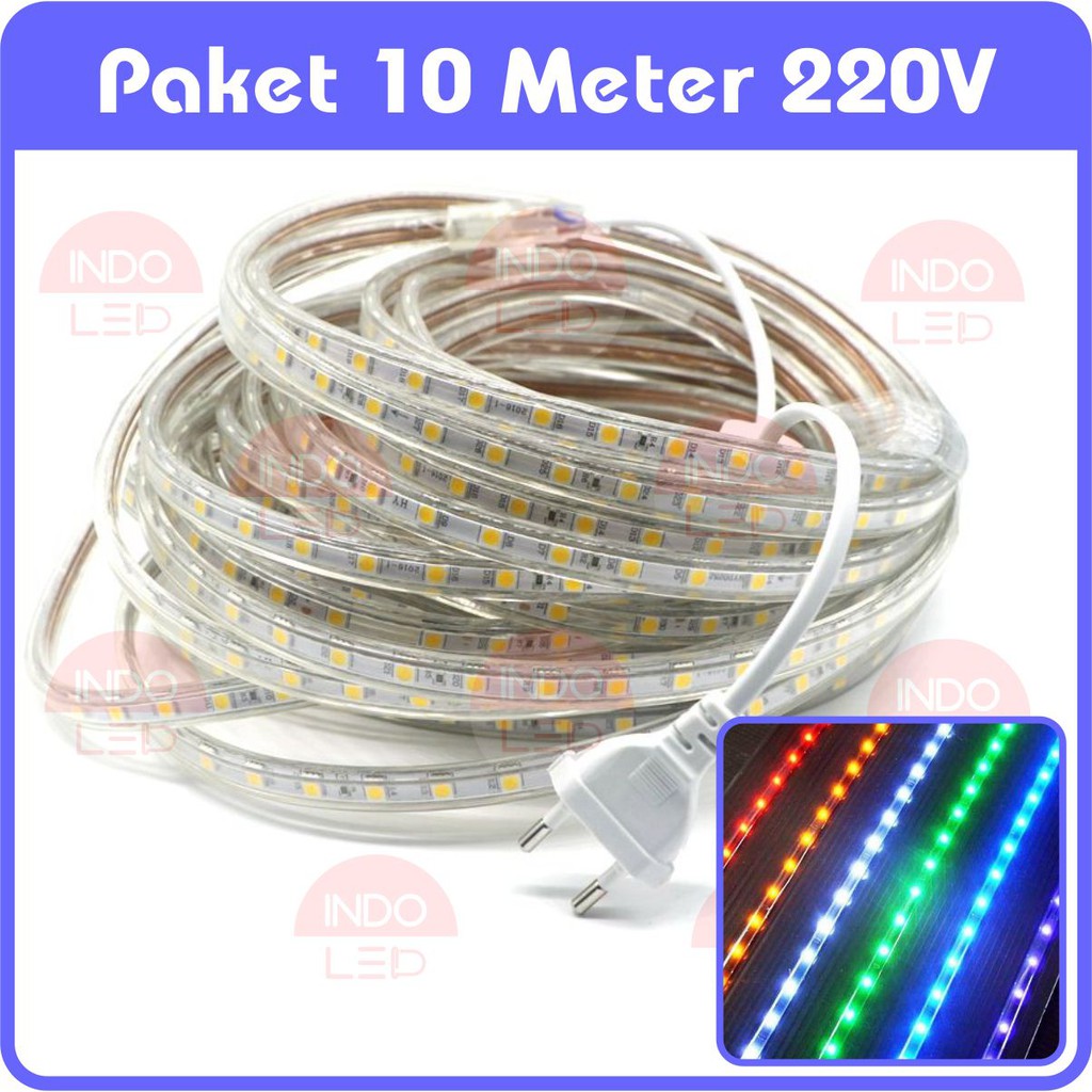 Jual Lampu Led Strip Selang 10M Hias Plafon Etalase Gapura Pohon 220V ...