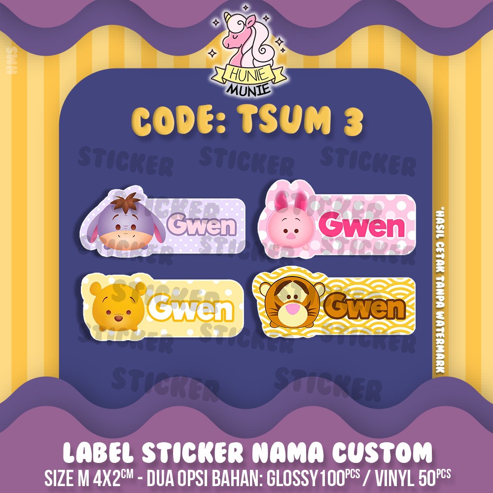 Jual Sticker Nama Custom - Tsum Tsum #1 (100pcs+) Stiker | Shopee Indonesia