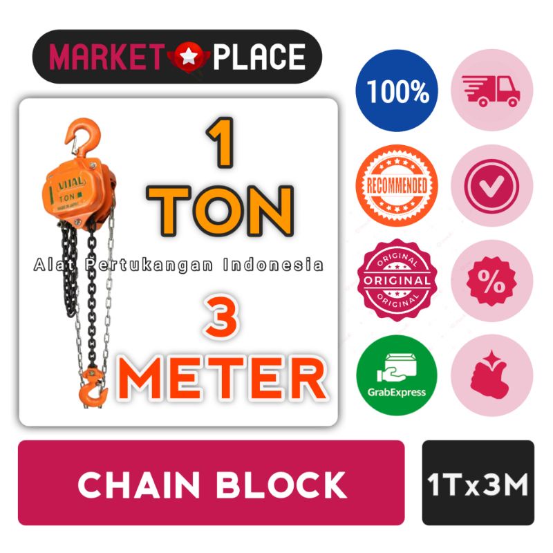 Jual Vital VP5 Chain Block 1 Ton x 3 Meter Asli 100% Original Made in Japan Alat Pengangkut ...