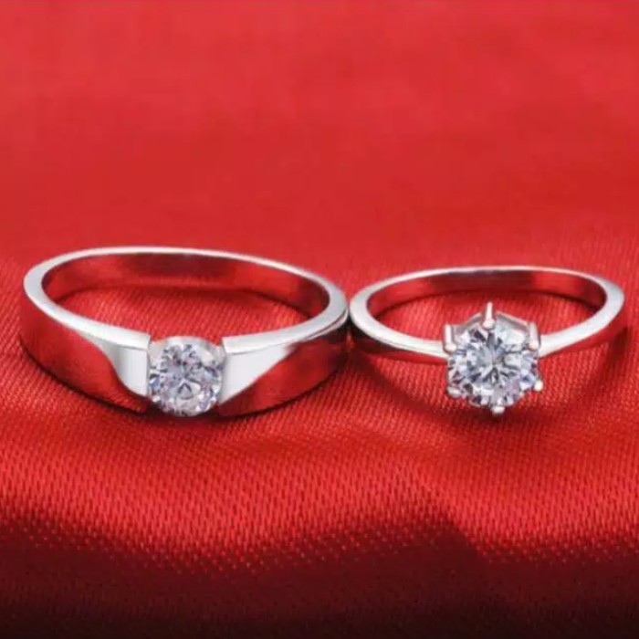 Jual Cincin Kawin Perak Couple Nikah Pasangan Tunangan Lamaran JS88 ...
