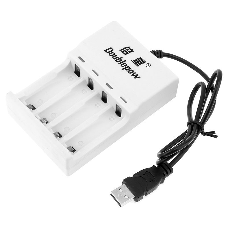 Jual Doublepow Charger USB 4 Slot Baterai AA AAA Charging Cajer Battery ...