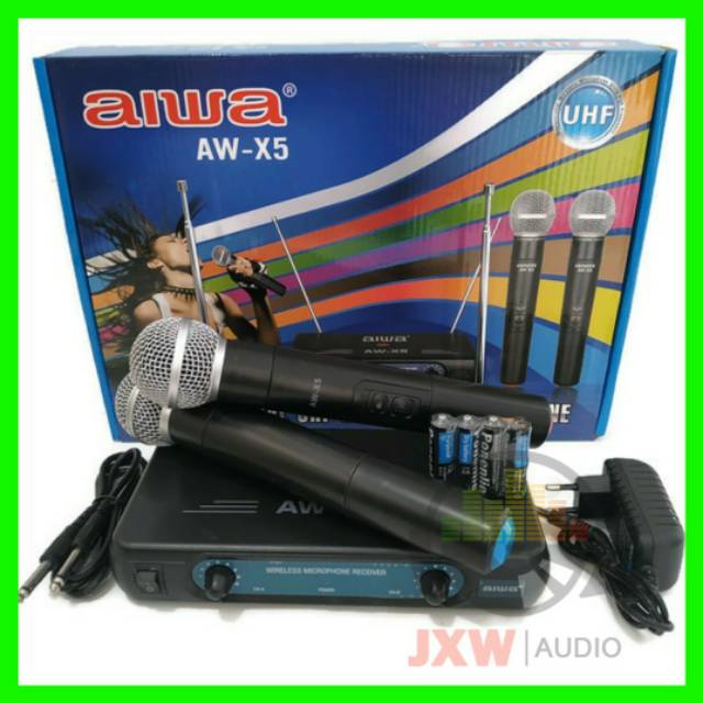Jual MIC AIWA AW X5 / MICROPHONE WIRELESS AIWA AW-X5 / MIC WIRELESS AIWA AWX5 HANDHELD | Shopee ...