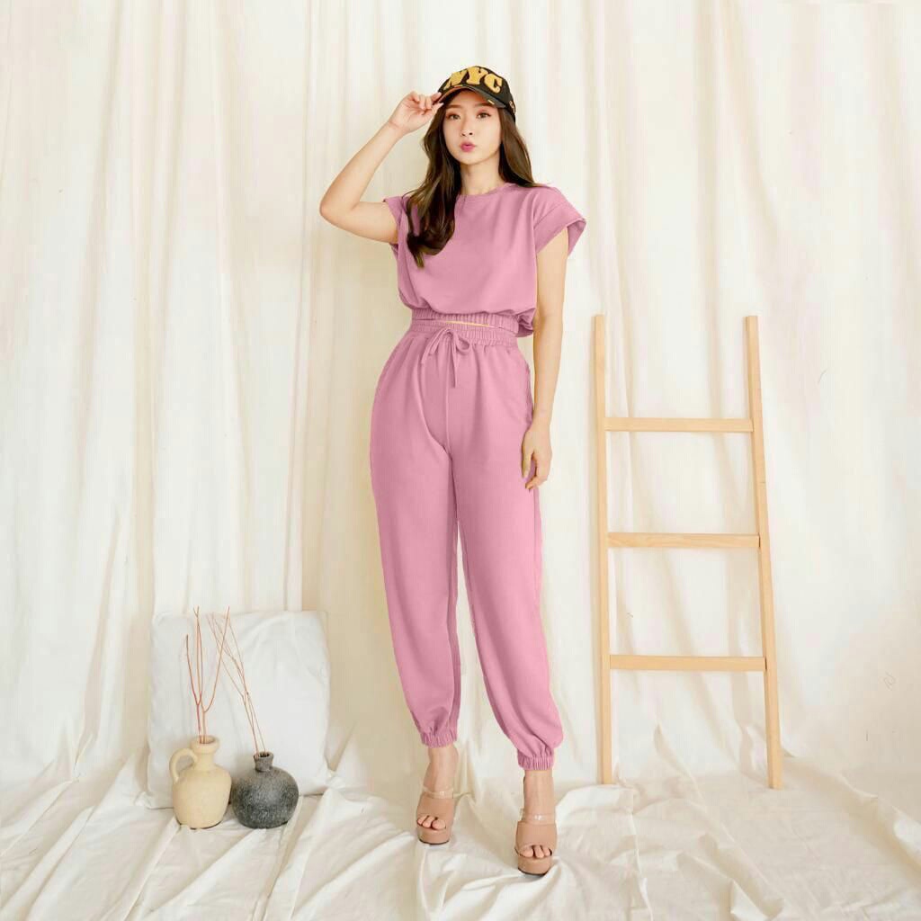 Jual Setelan Tovis - Setelan Crop Top Wanita Terbaru - Setelan Jogger ...