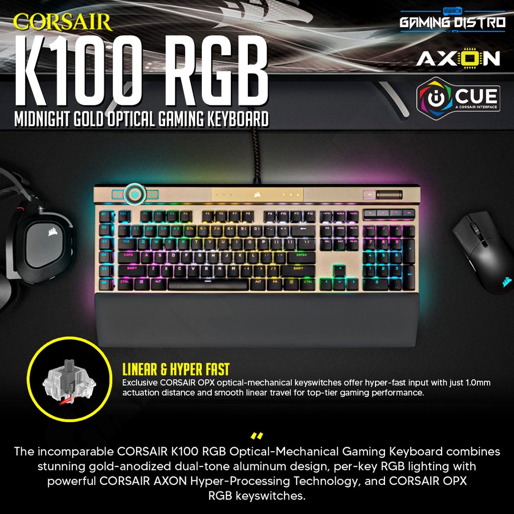 Jual Corsair K100 RGB Fullsize Midnight Gold Mechanical Keyboard ...