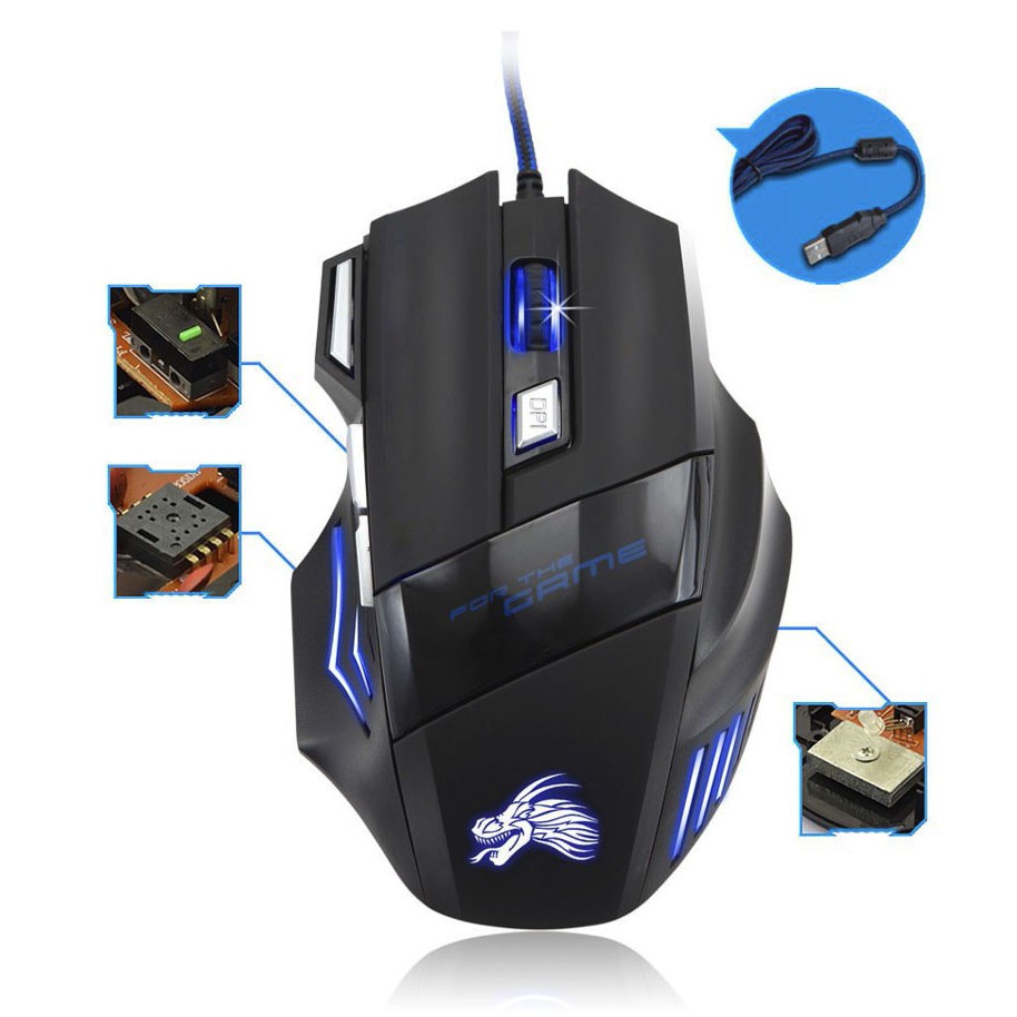 Jual Mouse 7 Keys LED Gaming Mouse 5500 DPI - Mouse Gaming HITAM ...