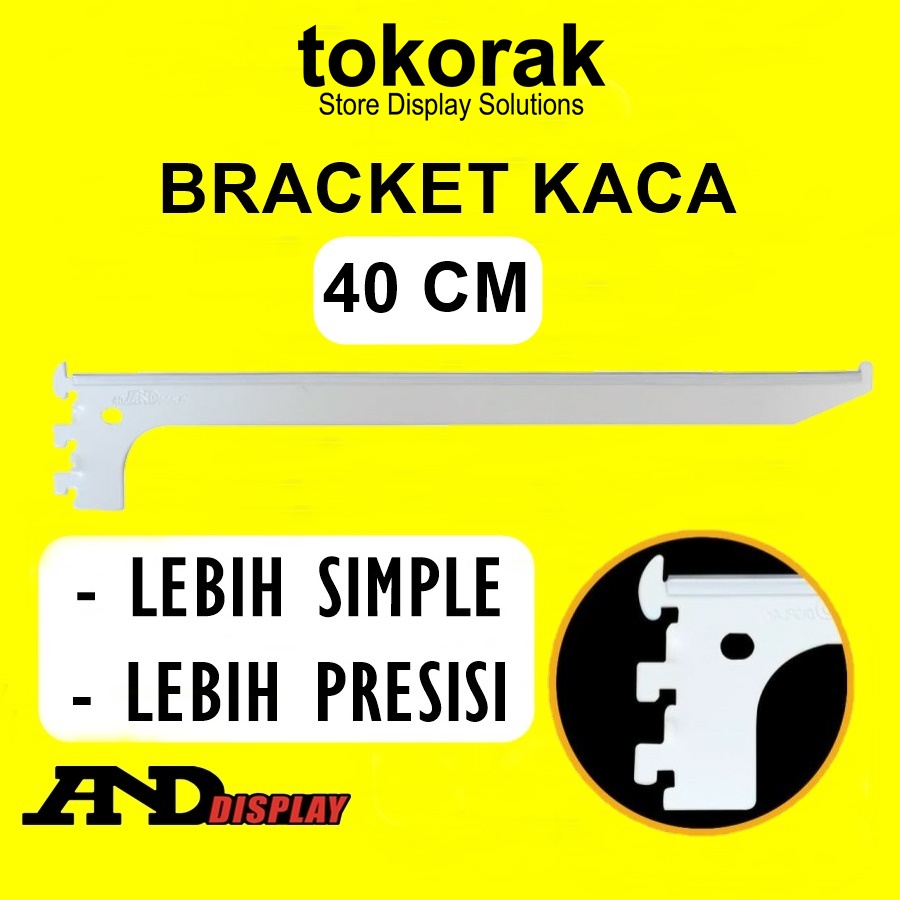 Jual BRACKET KACA 40 CM PUTIH DAUN BRAKET SIKU AMBALAN RAK DINDING 40CM ...