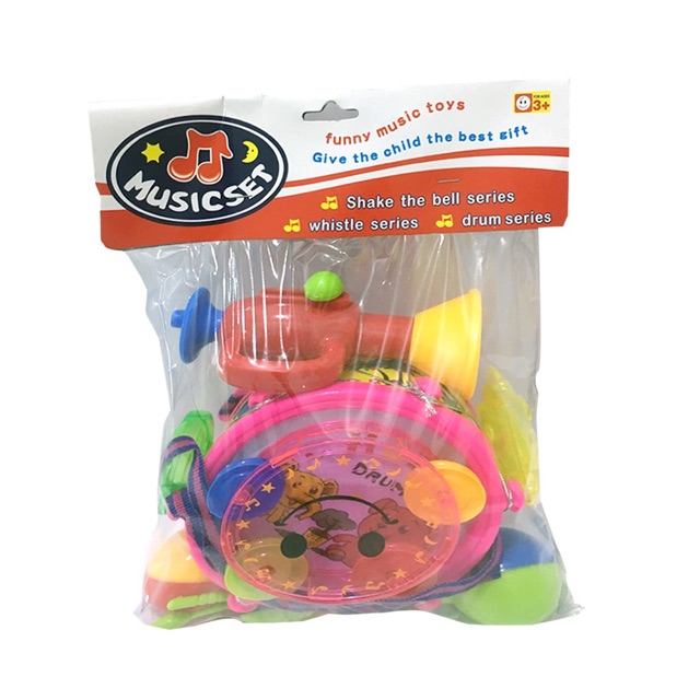 Jual Mainan Musik Edukasi Set 6pcs Alat Musik Drum Terompet Kerincingan ...
