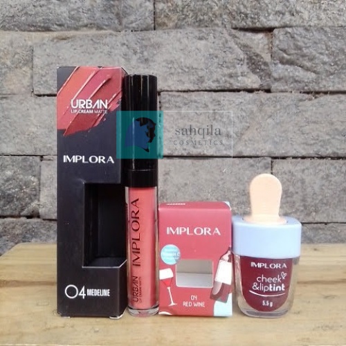 Jual paket hemat implora 3in1 urban lipcream matte 01 cheek dan liptin ...