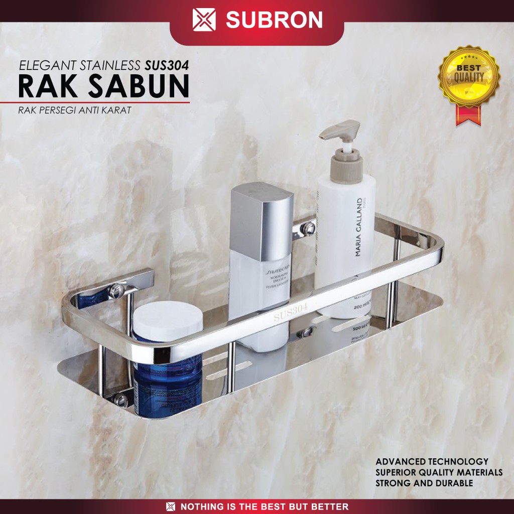 Jual SUBRON SUS304 Rak Sabun Persegi Stainless 1 Susun Tempat Shampoo ...