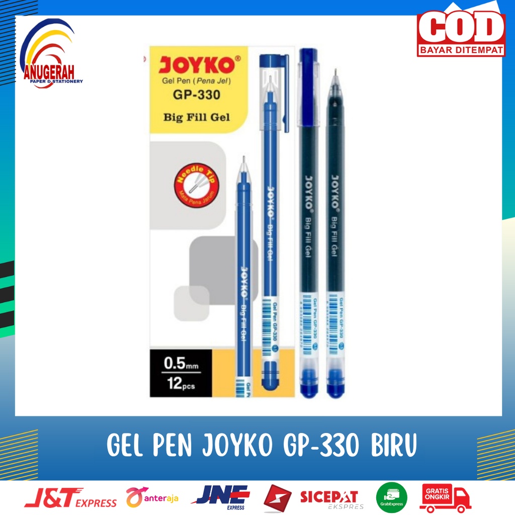 Jual Gel Pen Joyko GP-330 0.5 mm Biru (LSN) | Shopee Indonesia
