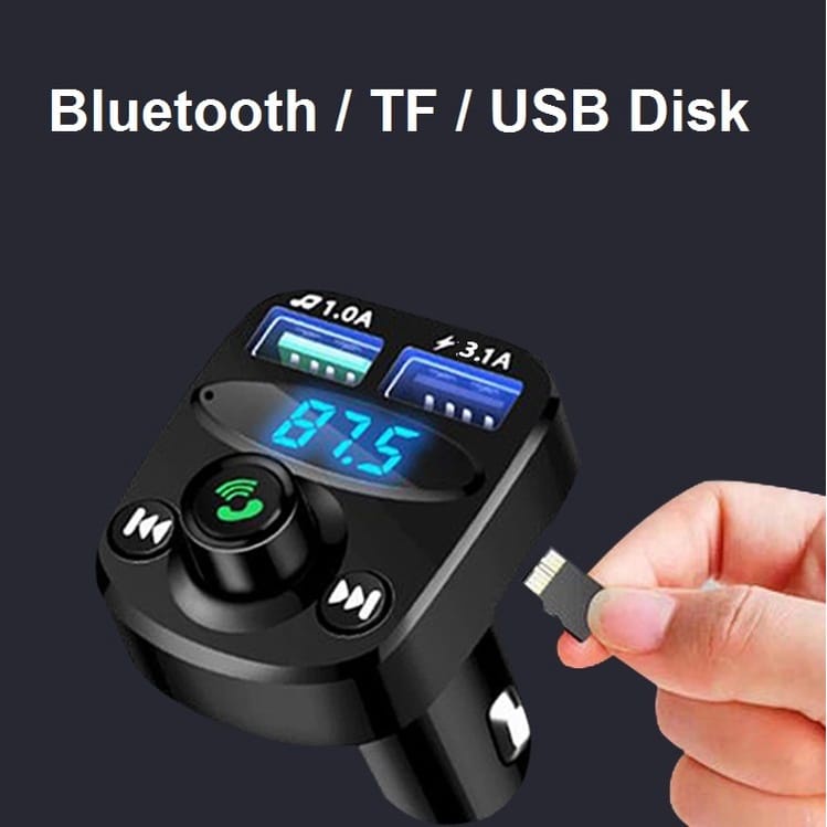 Jual FM Transmitter Bluetooth Modulator Mobil Car Charger Dual Port USB ...