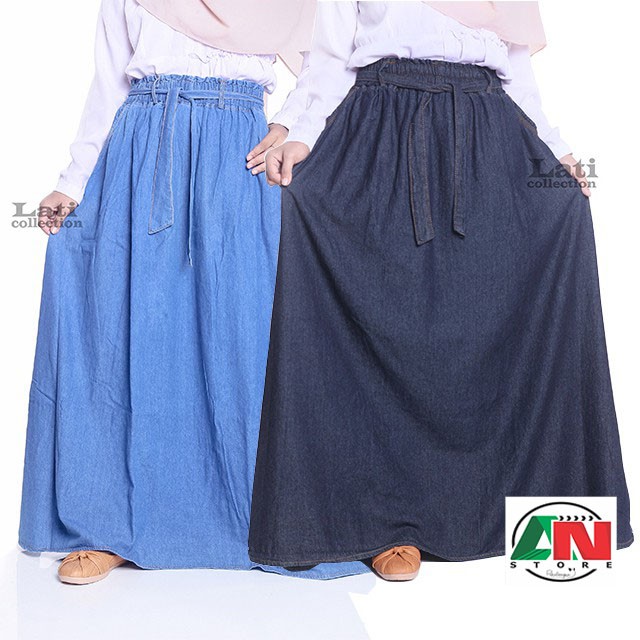 Jual ROK JEANS JUMBO / ROK JEANS PANJANG /ROK DENIM JUMBO LINE A / ROK ...